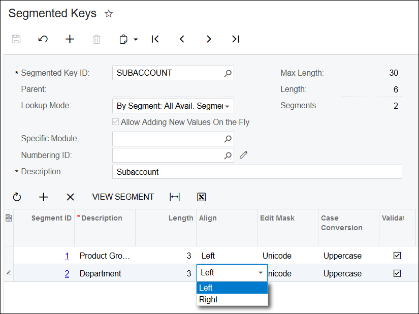 Segmented Keys left vs right aligned? • Everything Else • Acumatica User Group Forums