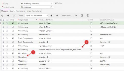 Import Scenario for Kit Assembly including Allocations for multiple ...