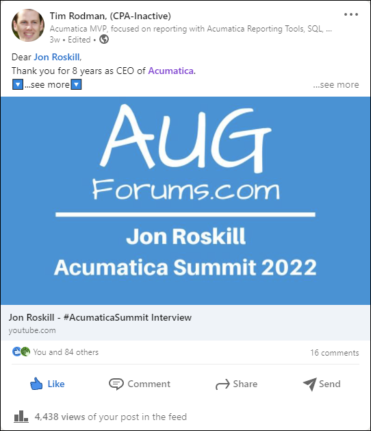 Thank You Jon Roskill