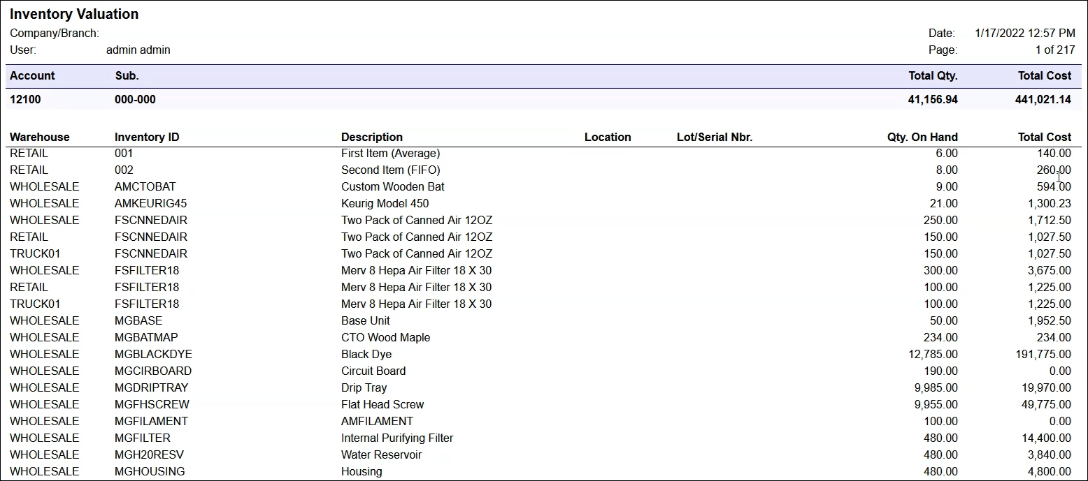 Acumatica Inventory Aging Report - AugForums.com