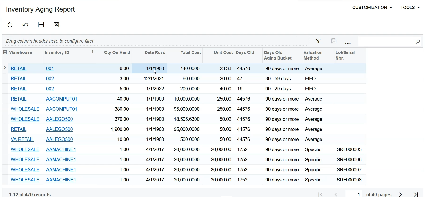 Acumatica Inventory Aging Report - AugForums.com